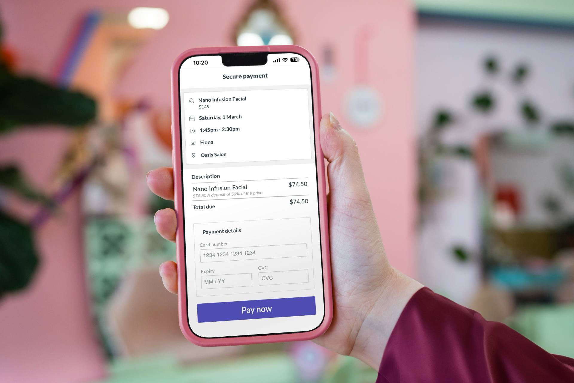 Online payments and deposits for salons | Timely